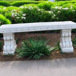 Concrete Bench Statue, Solid Outdoor Bench Figurine, Stone Yard ...