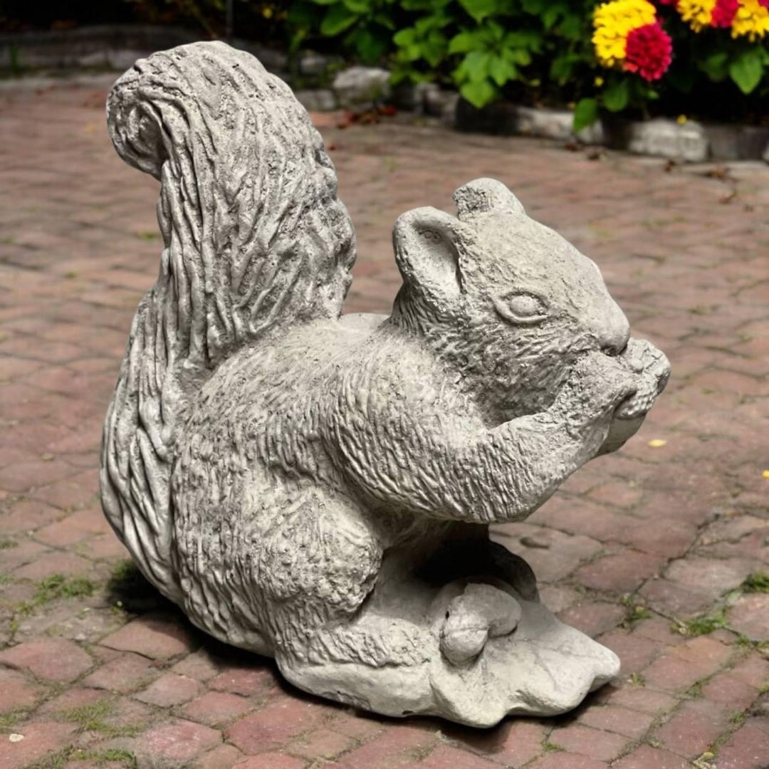 Concrete Squirrel Figure, Forest Animal Sculpture, Lawn Squirrel Art ...