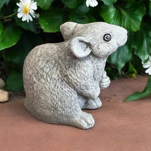 Concrete Mouse Figure, Sitting Small Pet Memorial Figurine, Cement Home ...