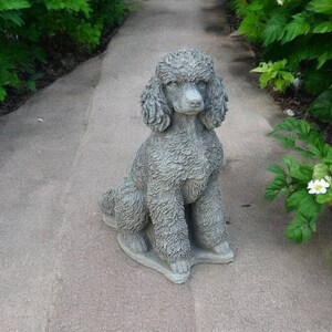 Concrete Sitting Poodle Statue, Backyard Large Dog Figurine, Garden ...