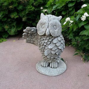 Standing Owl Bubba Figure, Concrete Owl on Stump Figurine, Detailed Owl ...