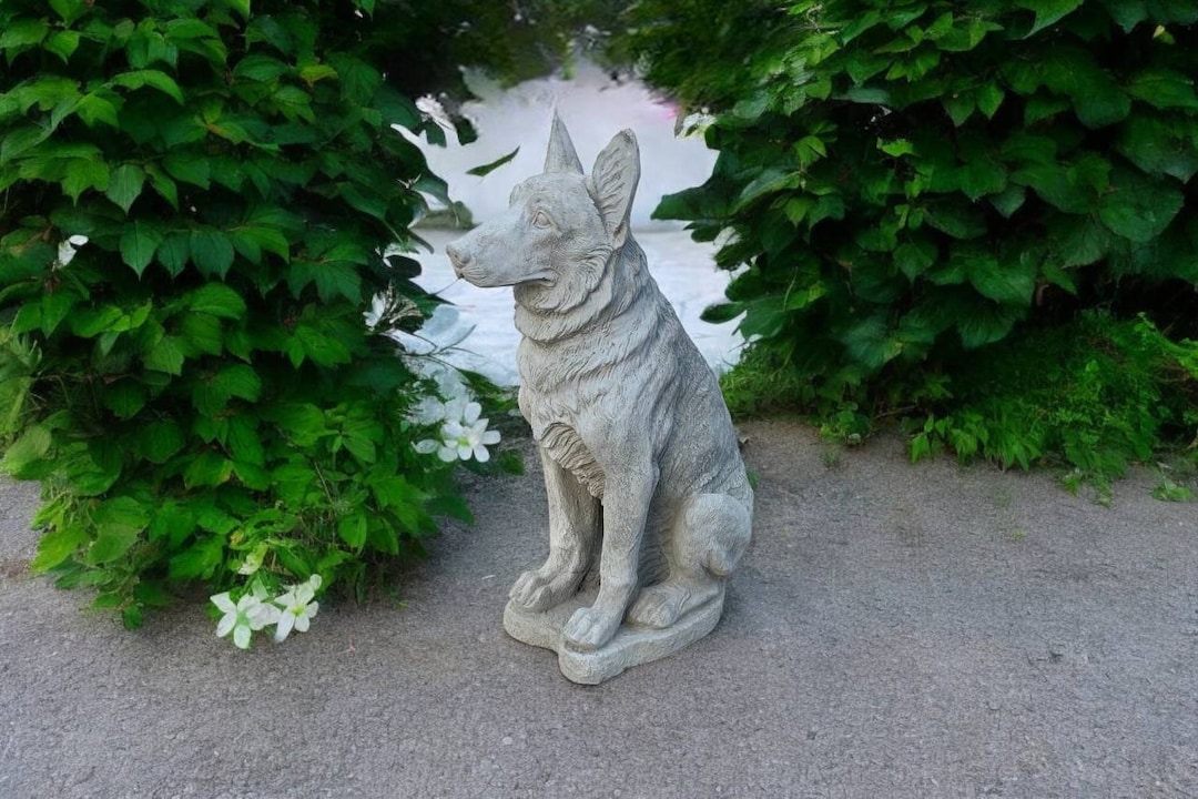 Garden German Shepherd Dog Statue, Sitting Massive Police Dog Sculpture ...