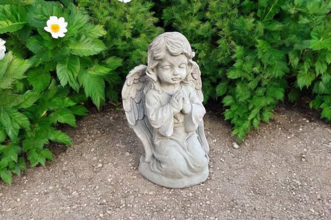 Stone Praying Angel, Grave Angel Figurine, Memorial Decoration ...