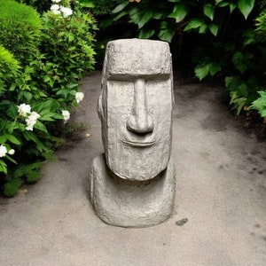 Cement Moai Head Statue, Concrete Zen Garden Style Decoration, Massive ...