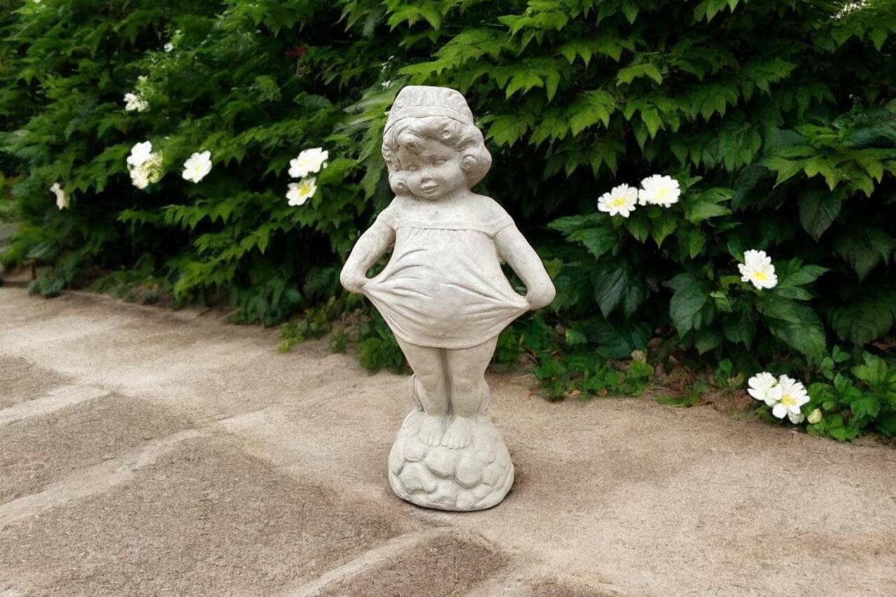 Concrete Standing Girl Statue, Cement Child Memorial Figurine, Stone ...