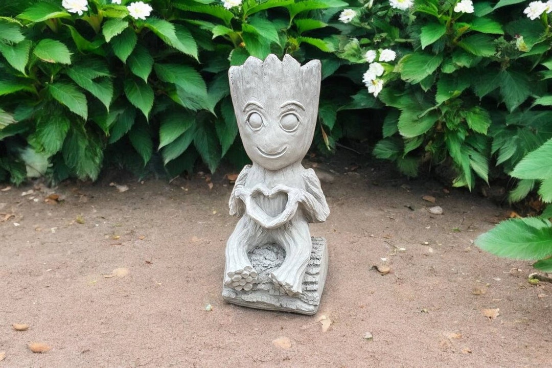 Stone Sitting Groot Planter Figure, Garden Flowers Pot Figurine, Cement ...