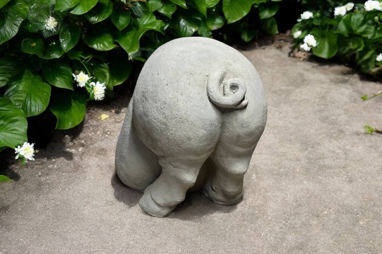 Stone Digging Pig Sculpture, Concrete Farm Animal Figure, Outdoor ...