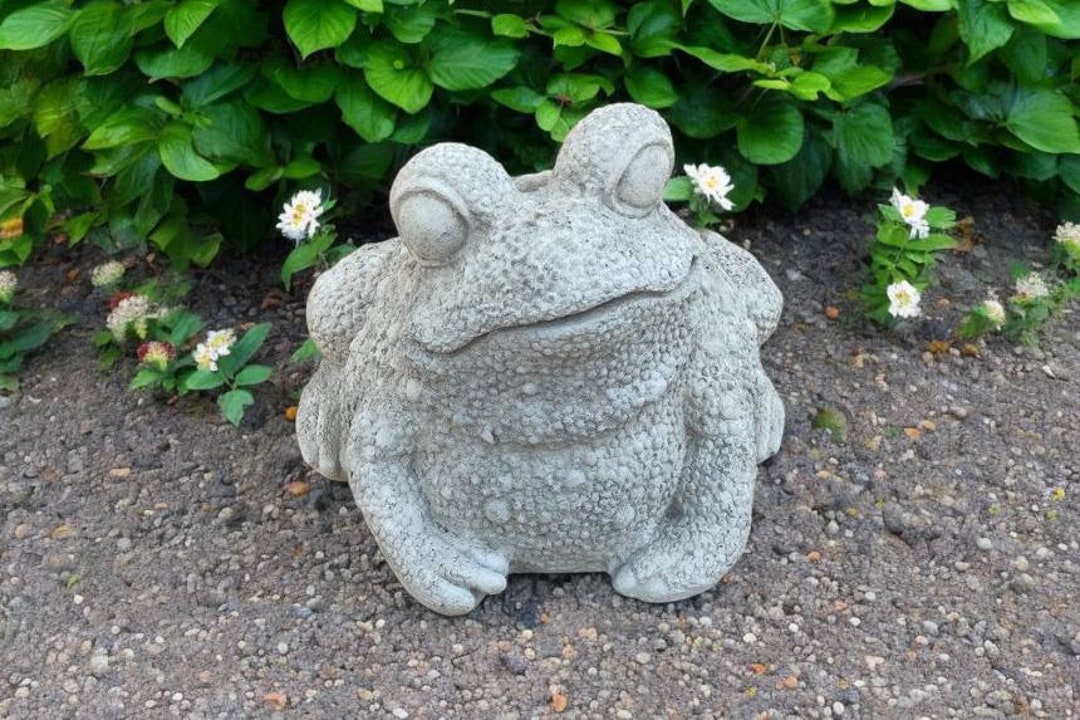 Large Sitting Frog Figure, Massive Water Animal Sculpture, Stone Ocean ...