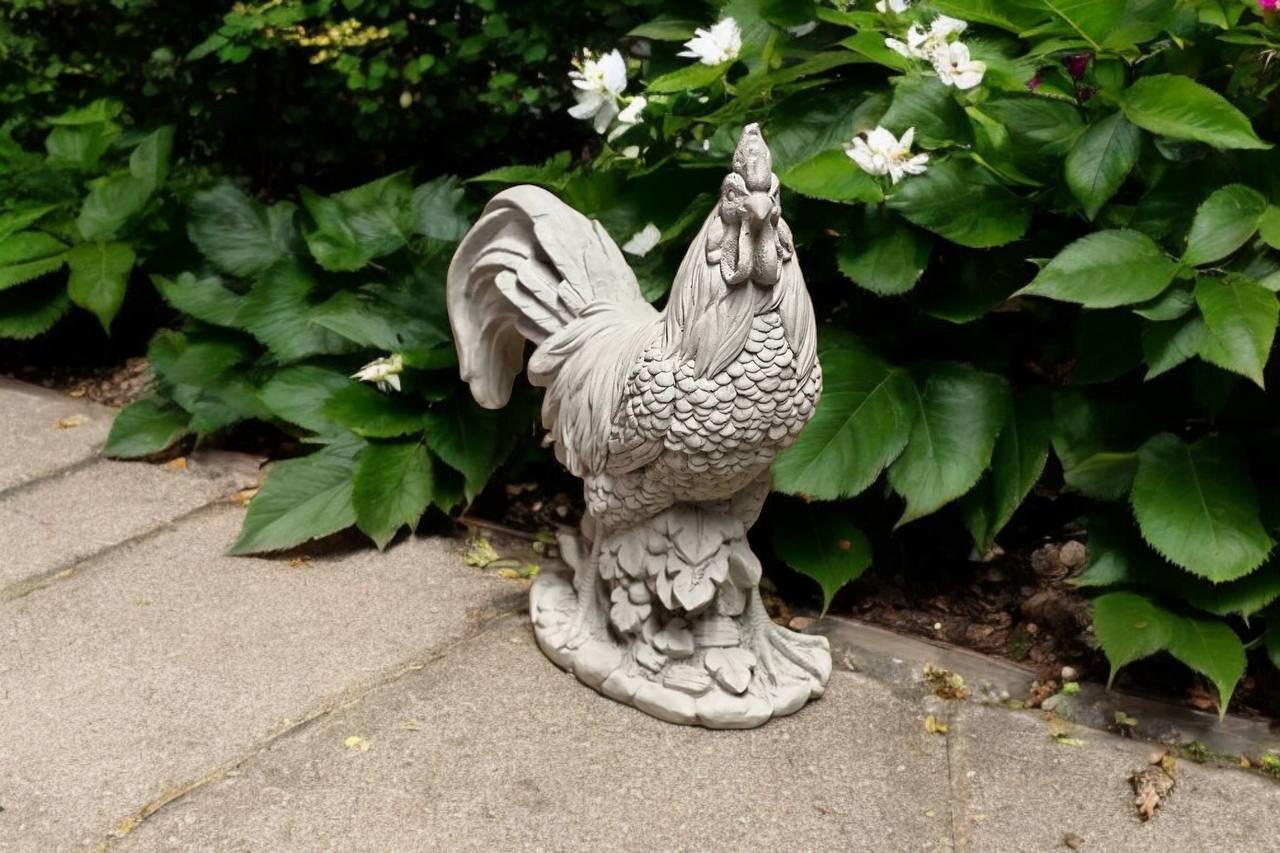 Cement Rooster Statue, Concrete Farm Animal Sculpture, Massive Hen ...