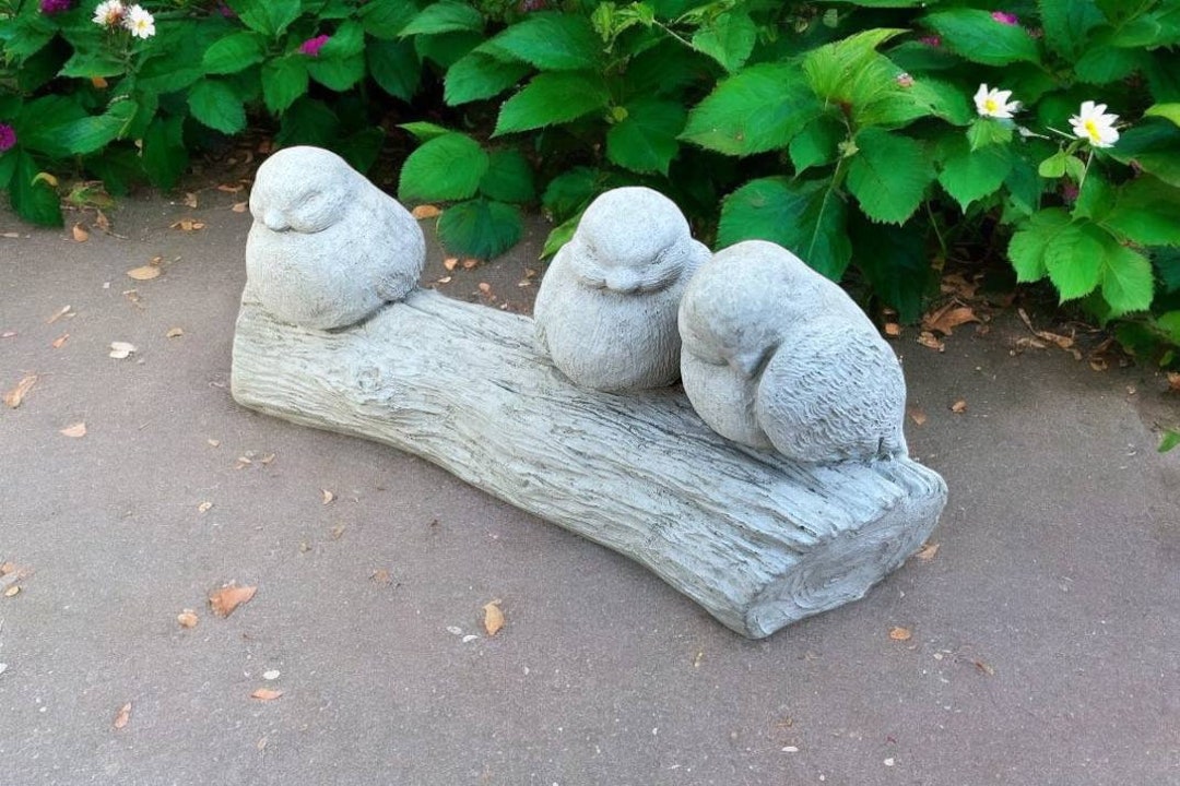 Concrete Birds on Tree Figure, Stone Three Birds on Branch Sculpture ...