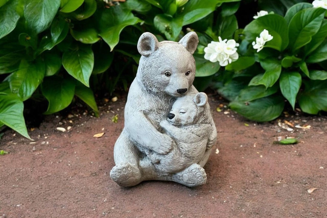 Sitting Panda With Baby Statue, Pandas Pair Backyard Figure, Concrete ...