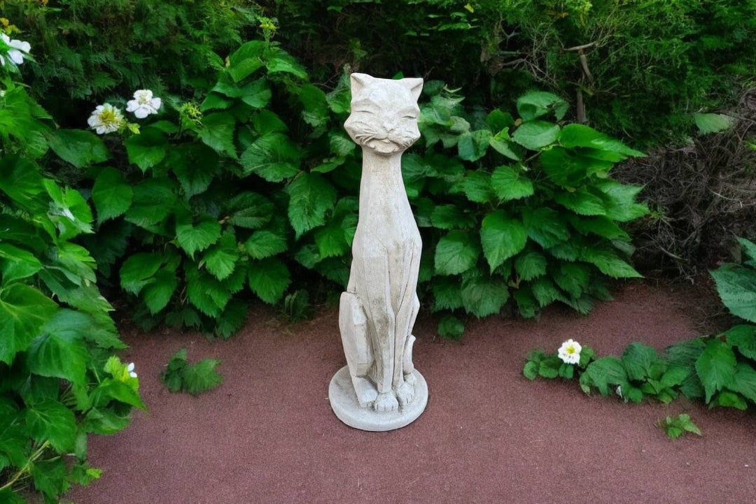 Massive Aristocat Sculpture, Backyard Cement Cat Figure, Realistic Tall ...