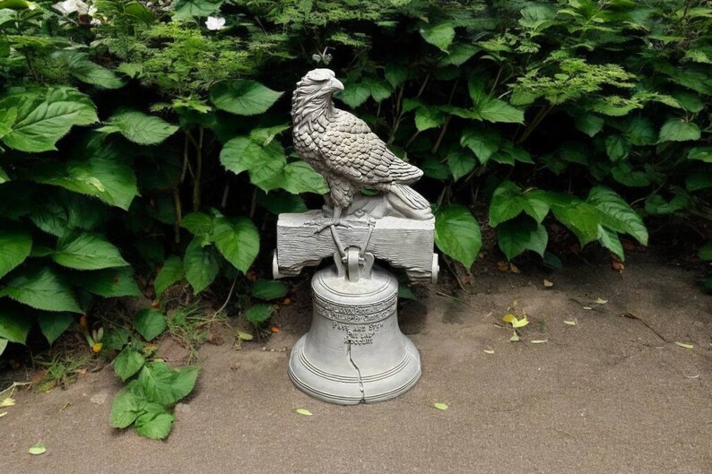 Massive Eagle on Bell Statue, Stone Guardian Bird Figure, Concrete ...