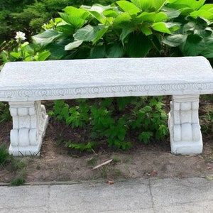 Concrete Bench Statue, Solid Outdoor Bench Figurine, Stone Yard ...