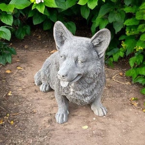Detailed Corgi Statue, Concrete Realistic Dog Figure, Outdoor Corgi ...