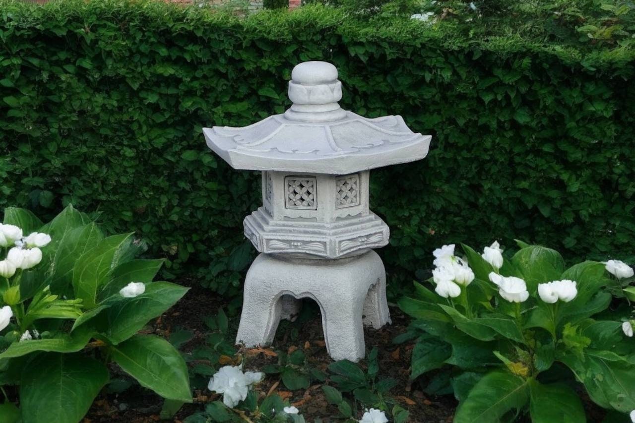 Stone Asian Pagoda Sculpture, Concrete Patio Zen Decoration, Cement ...