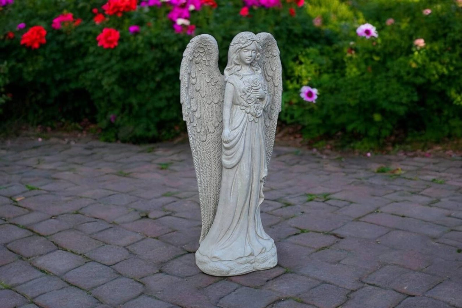 Tall Angel Figurine, Concrete Angel Sculpture, Standing Girl With ...