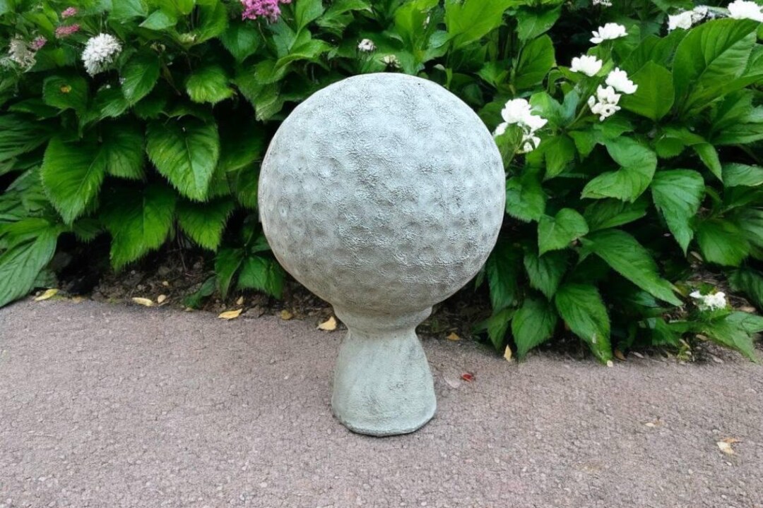 Cement Golf Ball Figure, Golf Lovers Gift Statue, Concrete Ball on ...