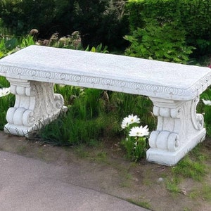 Concrete Bench Statue, Solid Outdoor Bench Figurine, Stone Yard ...