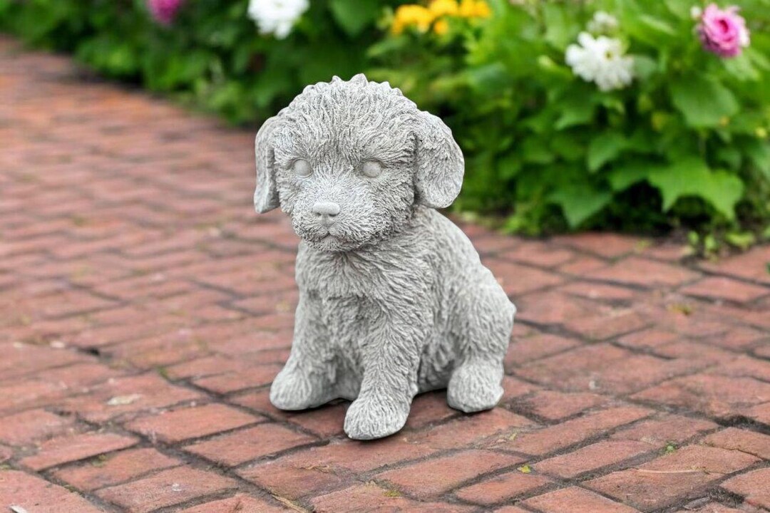 Realistic Doodle Sculpture, Concrete Puppy Idea, Stone Pet Art, Yard ...