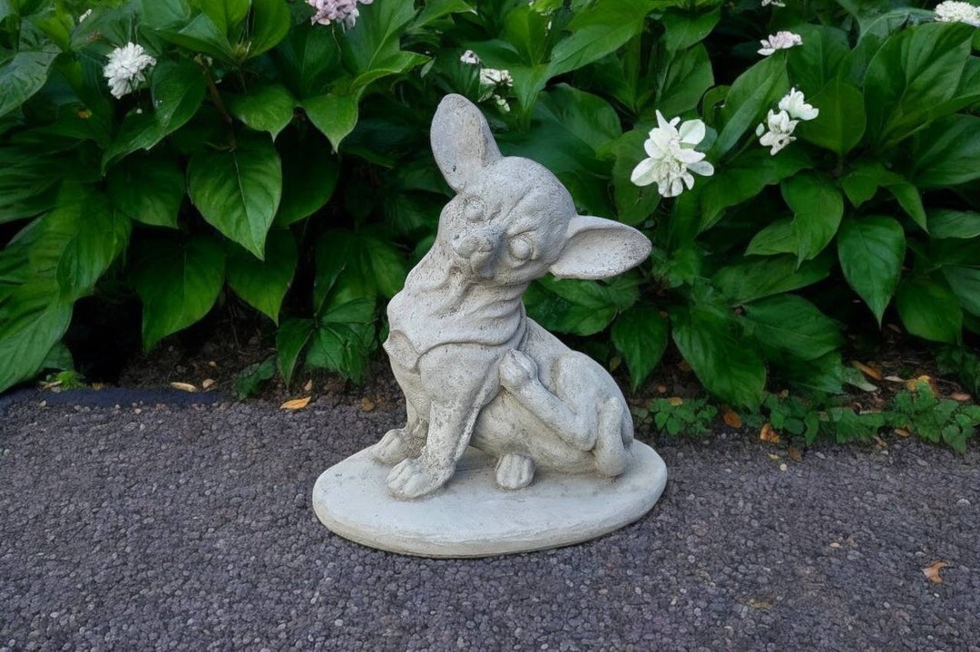 Concrete Chihuahua Dog Figurine, Patio Pet Grave Marker Statue ...