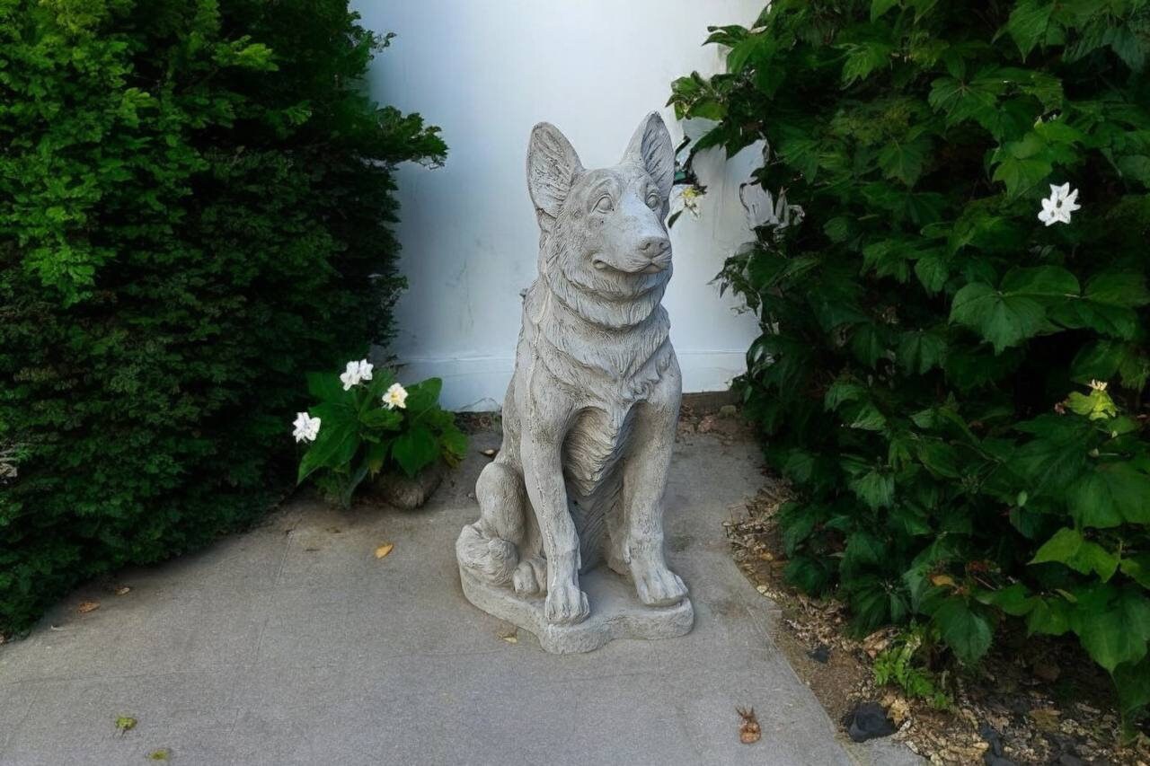 Garden German Shepherd Dog Statue, Sitting Massive Police Dog Sculpture ...