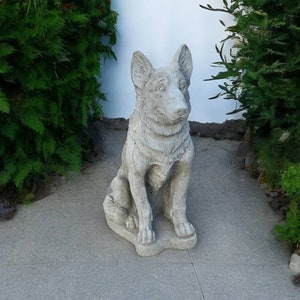 Garden German Shepherd Dog Statue, Sitting Massive Police Dog Sculpture ...