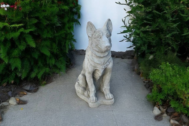 Garden German Shepherd Dog Statue, Sitting Massive Police Dog Sculpture ...