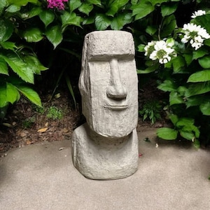 Cement Moai Head Statue, Concrete Zen Garden Style Decoration, Massive ...