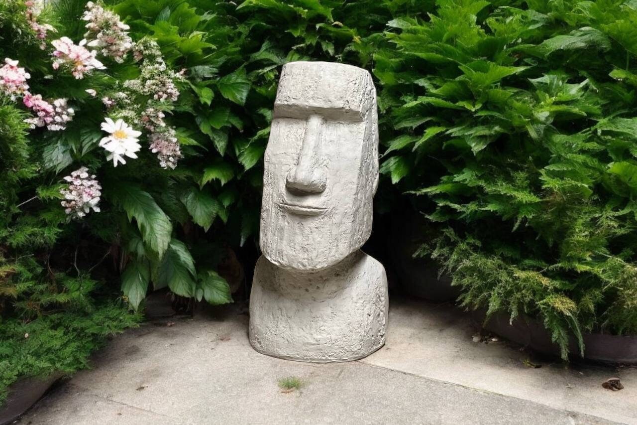 Cement Moai Head Statue, Concrete Zen Garden Style Decoration, Massive Backyard Island Head ...