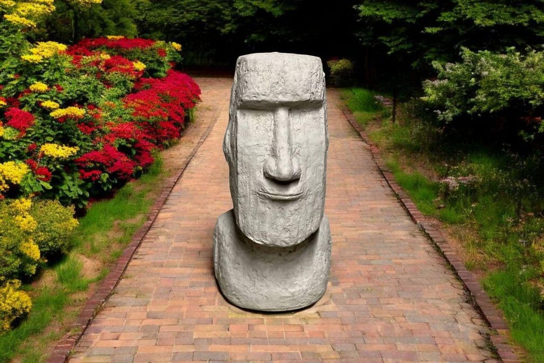 Outdoor Moai Figure, Lawn Concrete Art, Stone Easter Island Decor, Home Moai Figurine, Eater ...