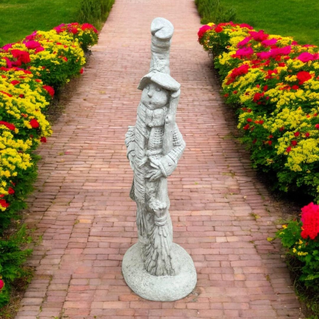 Standing Snowman With Twig, Concrete Yard Decoration, Snowman Figure ...