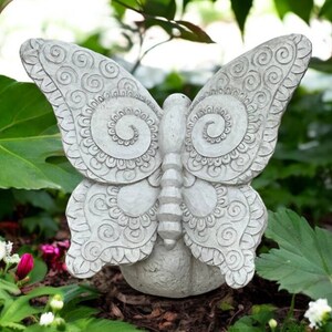 Detailed Butterfly Figure, Concrete Butterfly on Stump Statue, Stone ...