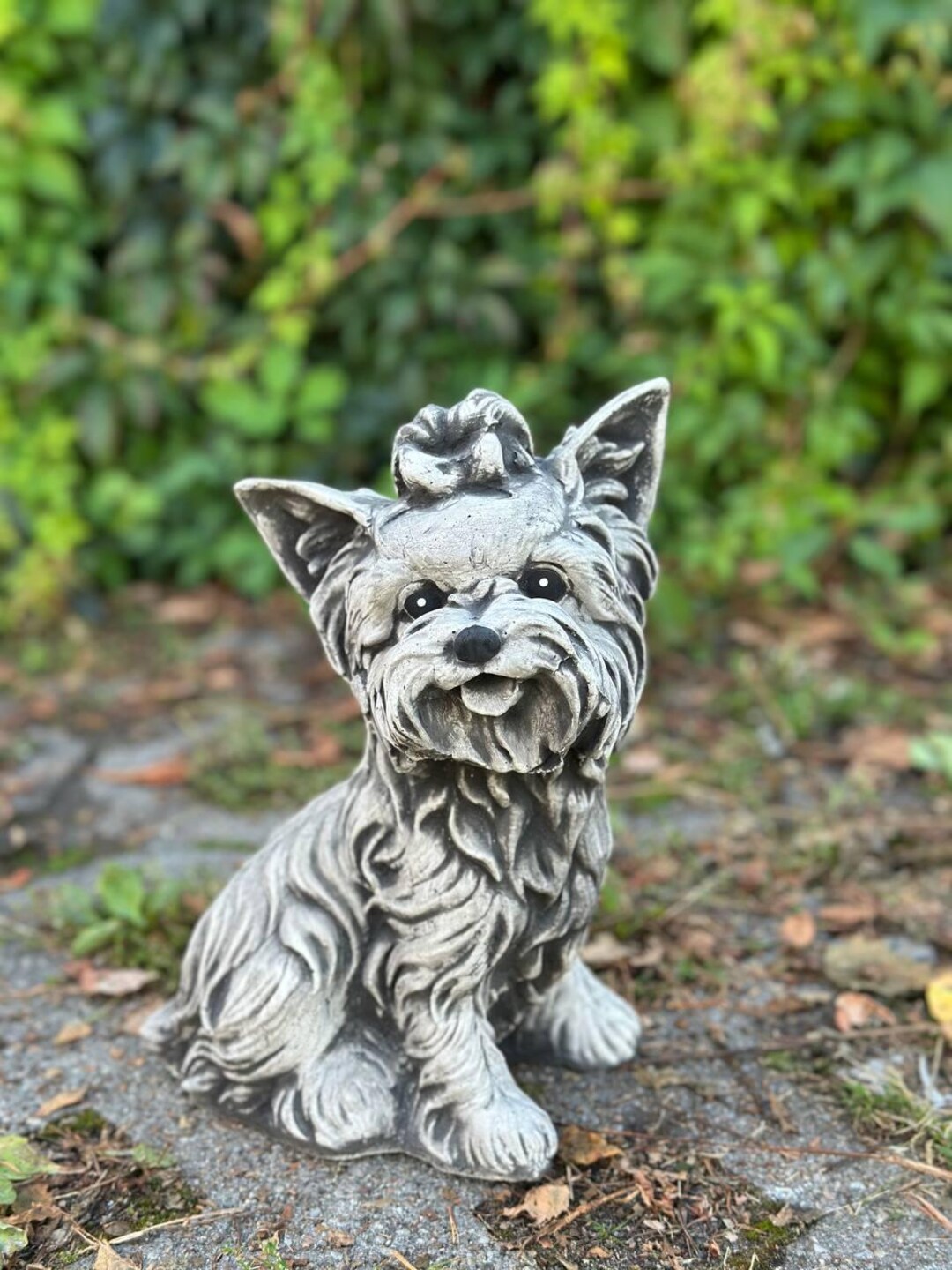 Stone Yorkie Figurine, Yorkshire Terrier Puppy, Concrete Dog Statue ...
