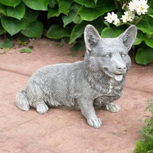 Detailed Corgi Statue, Concrete Realistic Dog Figure, Outdoor Corgi ...