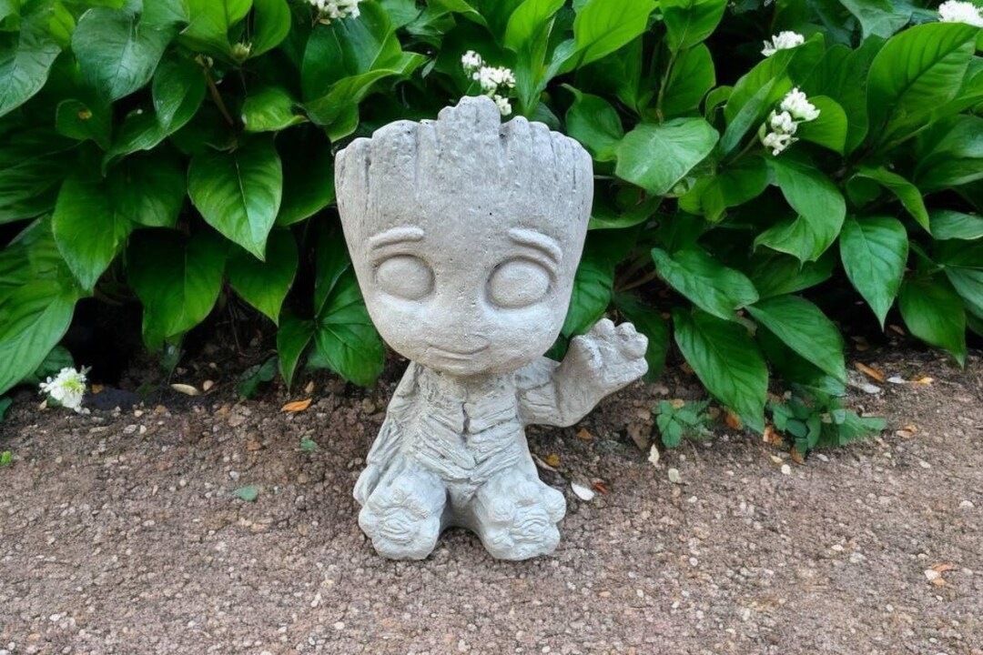 Baby Groot Planter Sculpture, Concrete Flowers Pot Statue, Backyard or ...