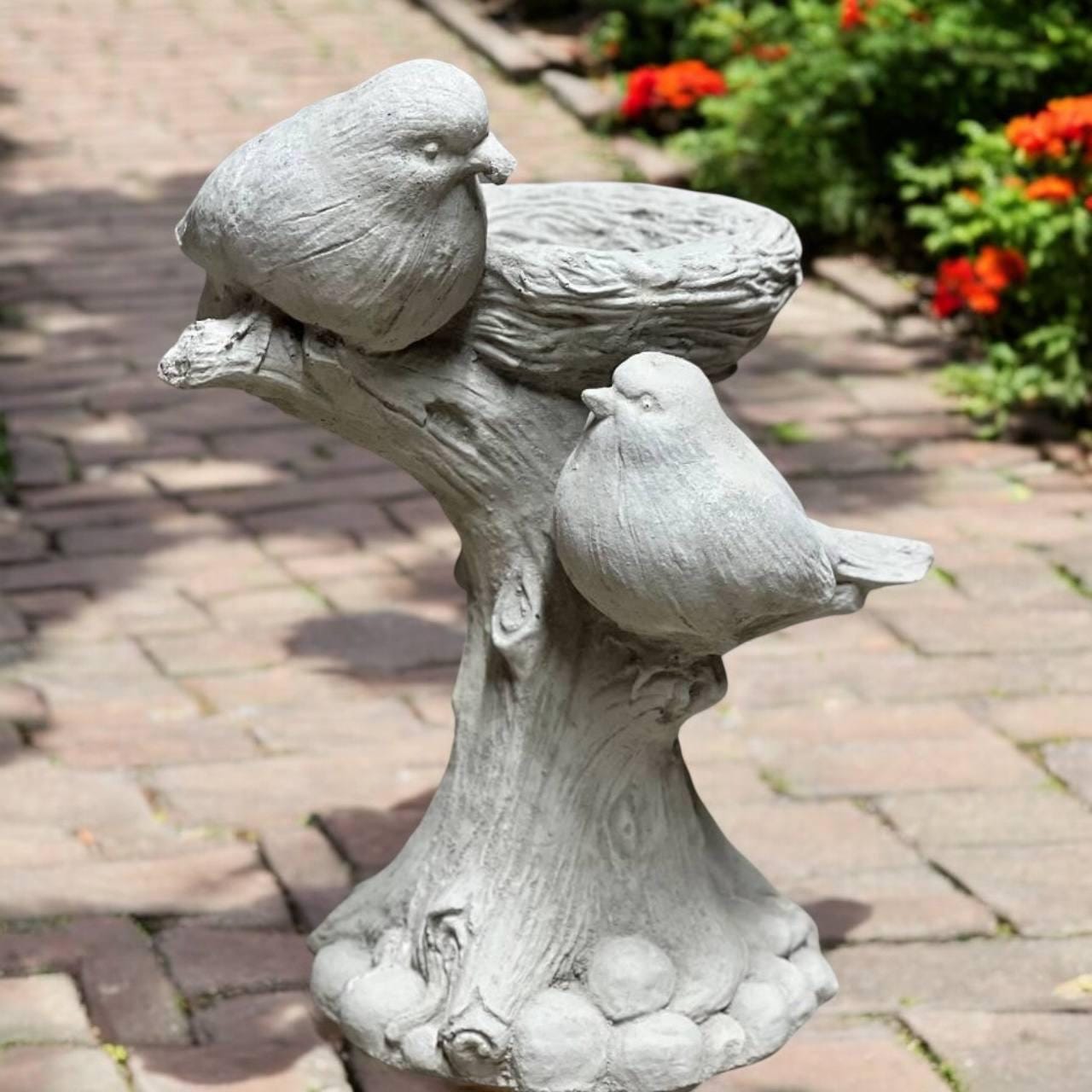 Garden Birds Sculpture, Lawn Bird Bath Art, Concrete Birds Decor ...