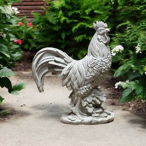 Cement Rooster Statue, Concrete Farm Animal Sculpture, Massive Hen ...