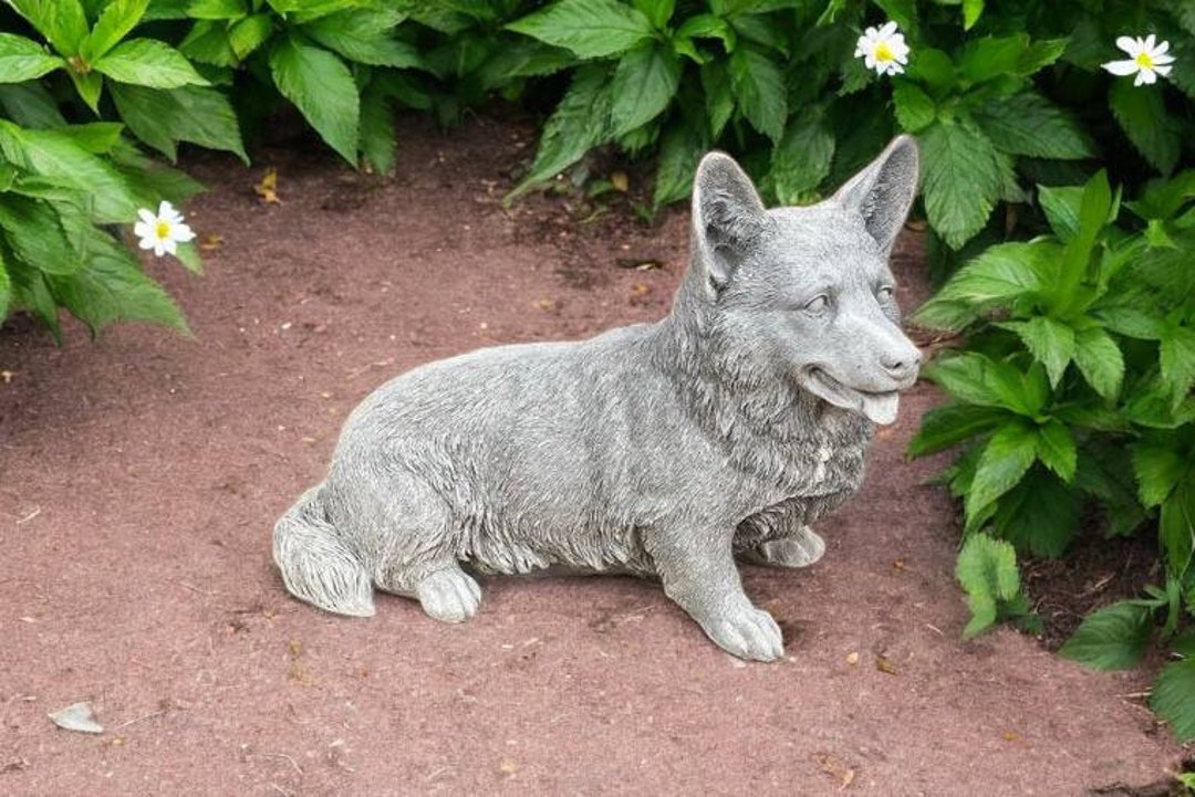 Detailed Corgi Statue, Concrete Realistic Dog Figure, Outdoor Corgi ...