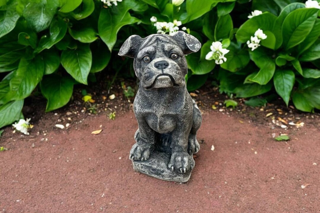 Realistic Boxer Dog Figure, Sitting Yard Pet Sculpture, Cement Boxer ...