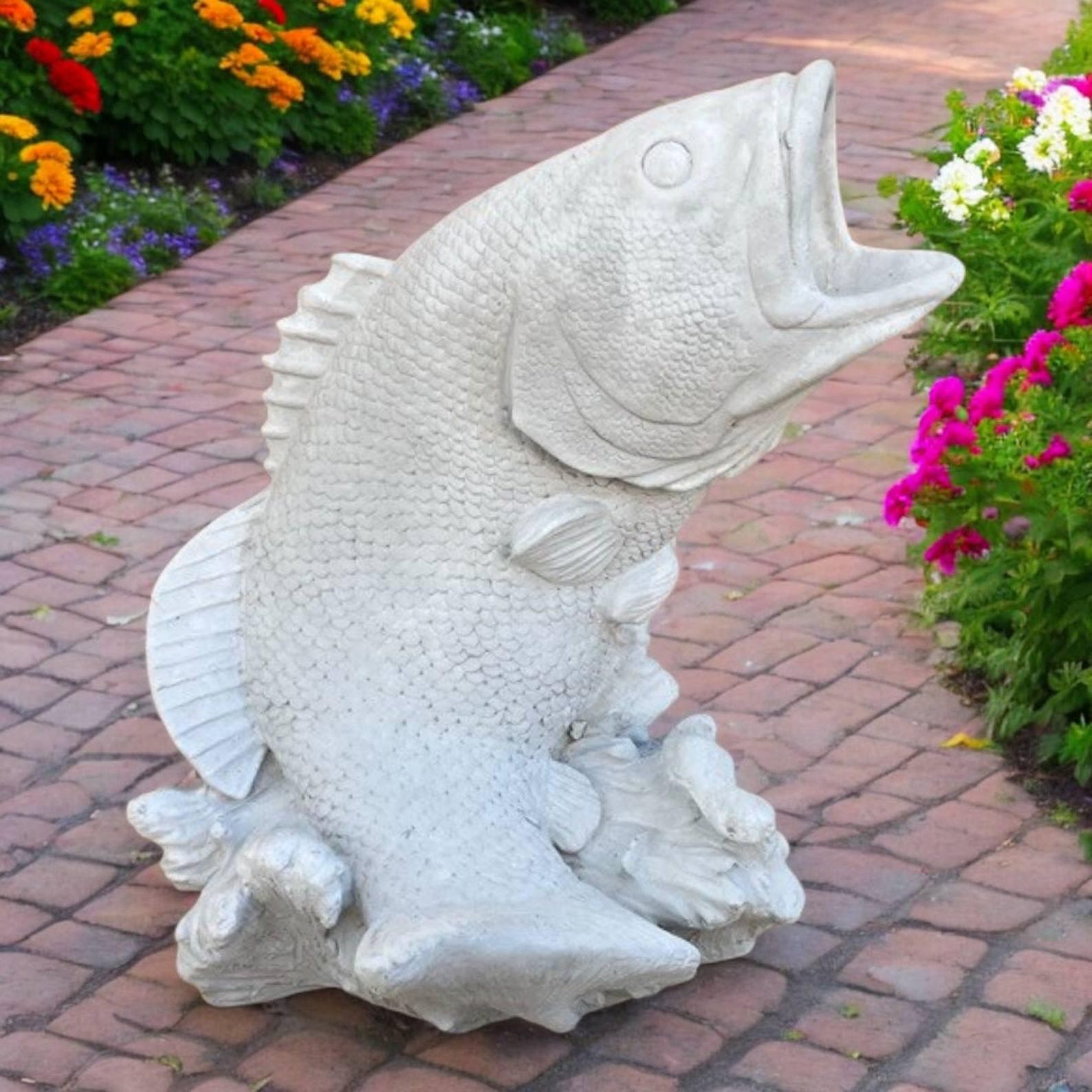 Outdoor Fish Statue, Lawn Sea Ornament, Yard Fish Idea, Concrete Sea ...