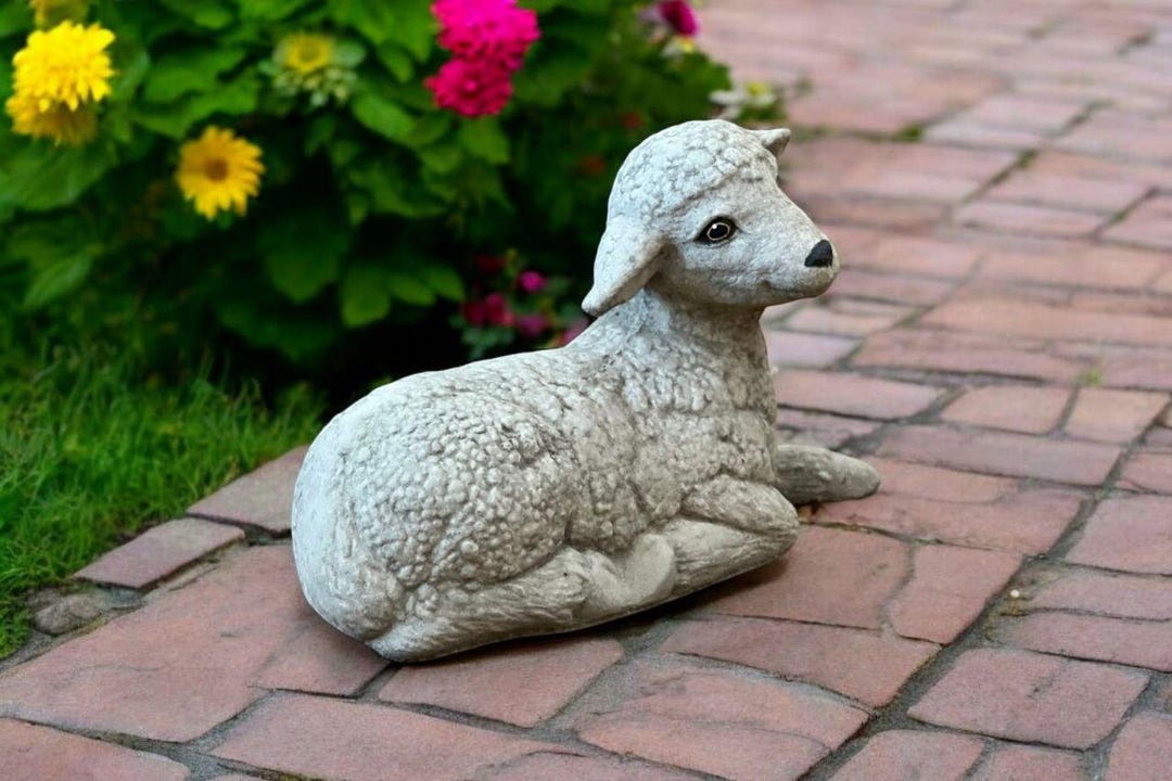 Lamb Stone Sculpture, Garden Farm Idea, Outdoor Sheep Ornament ...