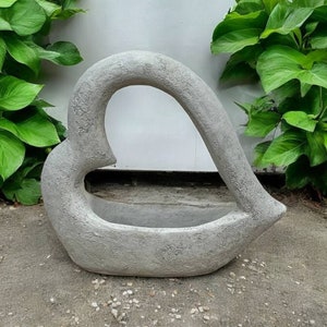 Cement Heart Planter Figure, Concrete Flowers Pot Figurine, Solid ...