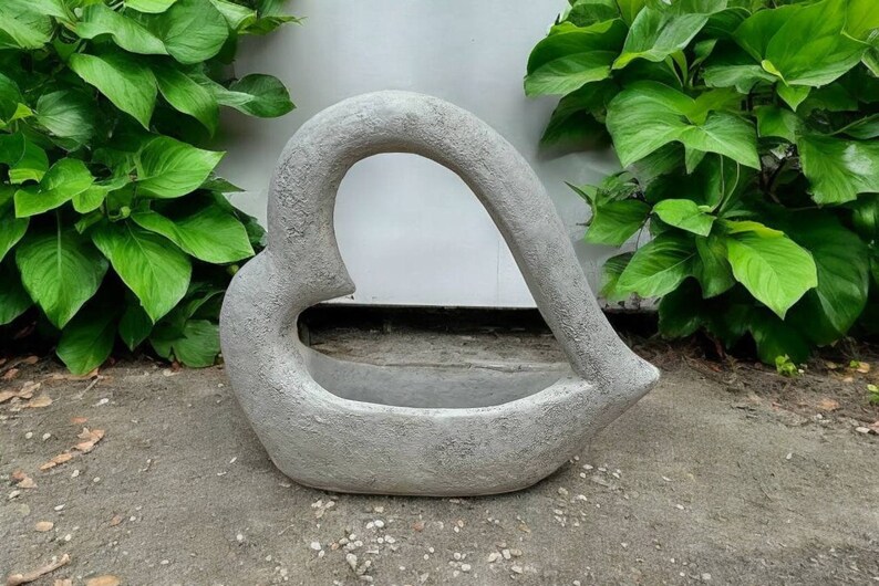 Cement Heart Planter Figure, Concrete Flowers Pot Figurine, Solid ...