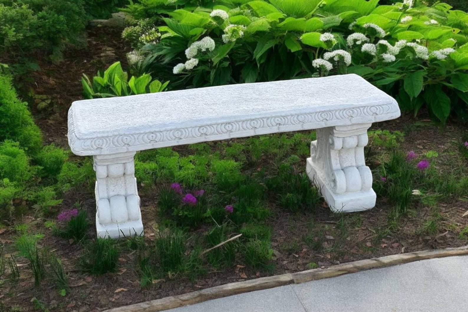 Concrete Bench Statue, Solid Outdoor Bench Figurine, Stone Yard ...