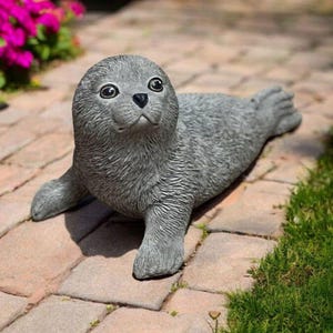 Beton Seal Pup Statue, Concrete Sea Animal Sculpture, Yard Seal Pup ...