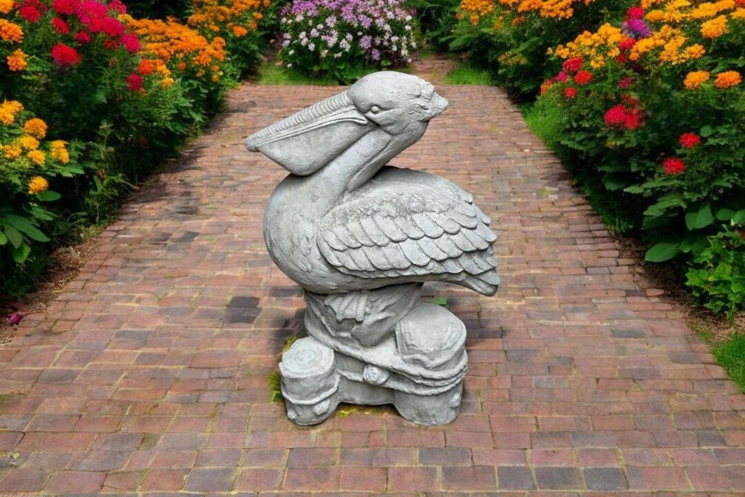 Stone Pelican Statue, Garden Bird Decoration, Concrete Pelican Idea ...