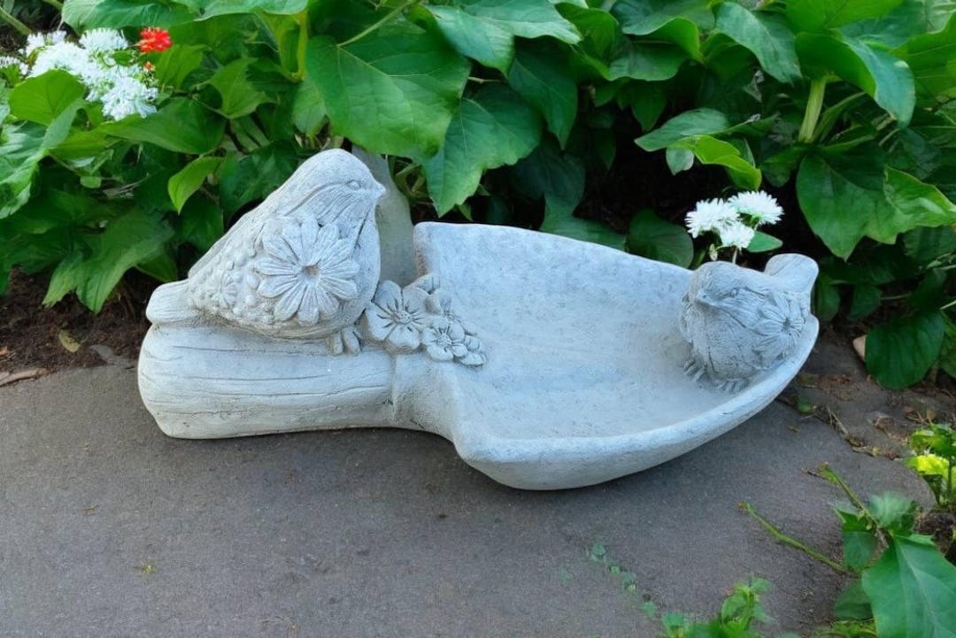 Cement Birds Outdoor Statue, Concrete Garden Tool Sculpture, Lawn ...