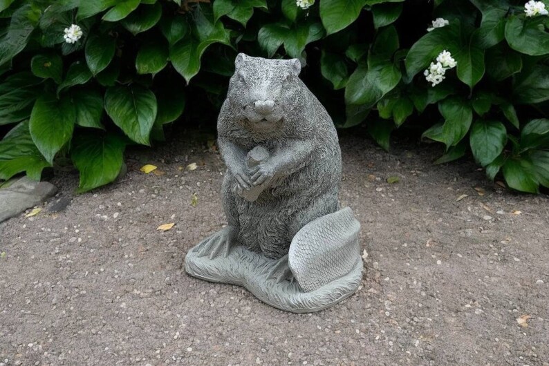 Wild Beaver Statue, Concrete Forest Animal Sculpture, Detailed Backyard ...