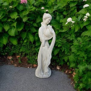 Standing Lady With Pitcher, Concrete Woman Figurine, Garden Girl Statue ...